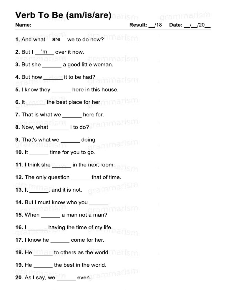 Verb To Be | PDF