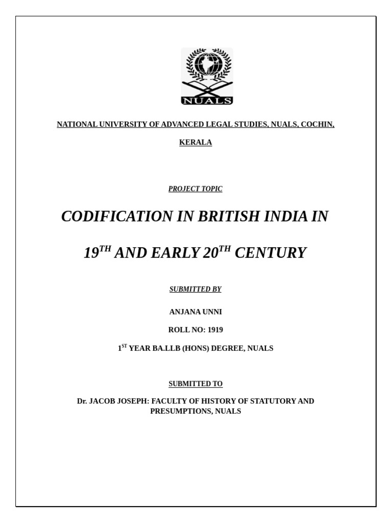 Codification of Law in British India | PDF | Codification (Law) | Crimes