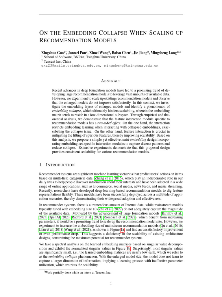 On The Embedding Collapse When Scaling Up Recommendation Models | PDF | Matrix (Mathematics ...