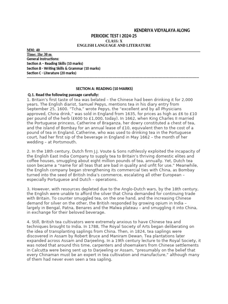 Class X Pt 1 Mt 2 PDF Tea