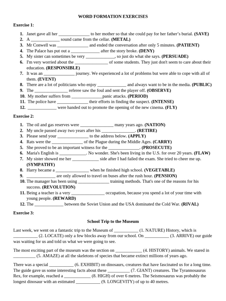 Word Formation Exercises | PDF | Ivory | Mahatma Gandhi