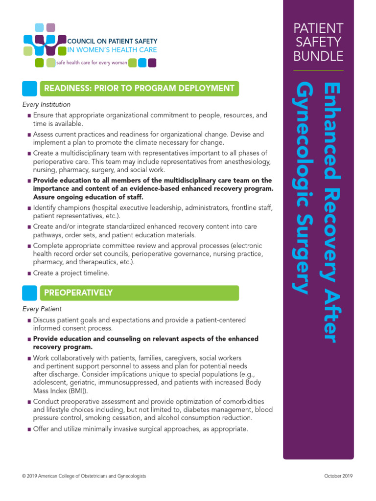 Enhanced Recovery After Gynecologic Surgery Bundle | PDF | Anesthesia ...