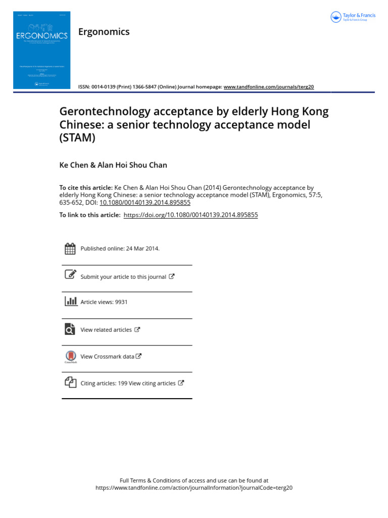 Gerontechnology Acceptance by Elderly Hong Kong Chinese A Senior Technology Acceptance Model ...