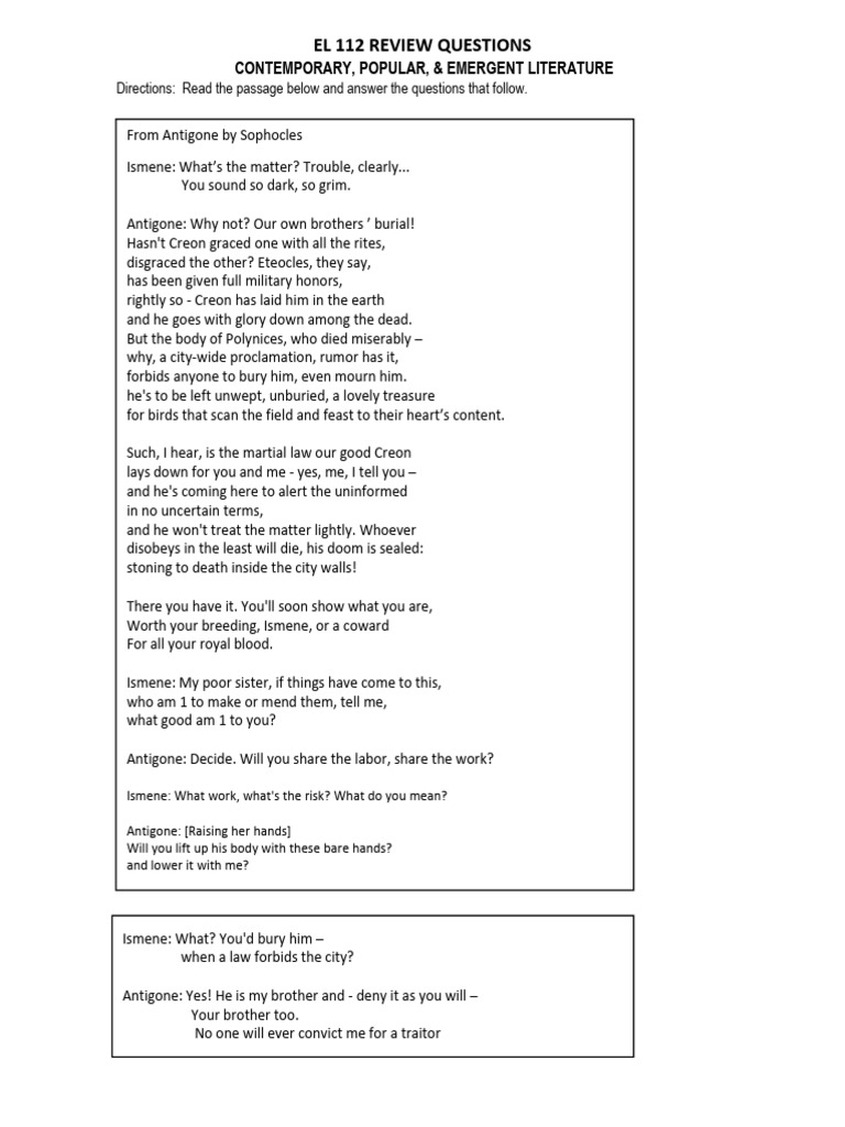 literatureEL 112 REVIEW QUESTIONS - EXAM | PDF | Poetry