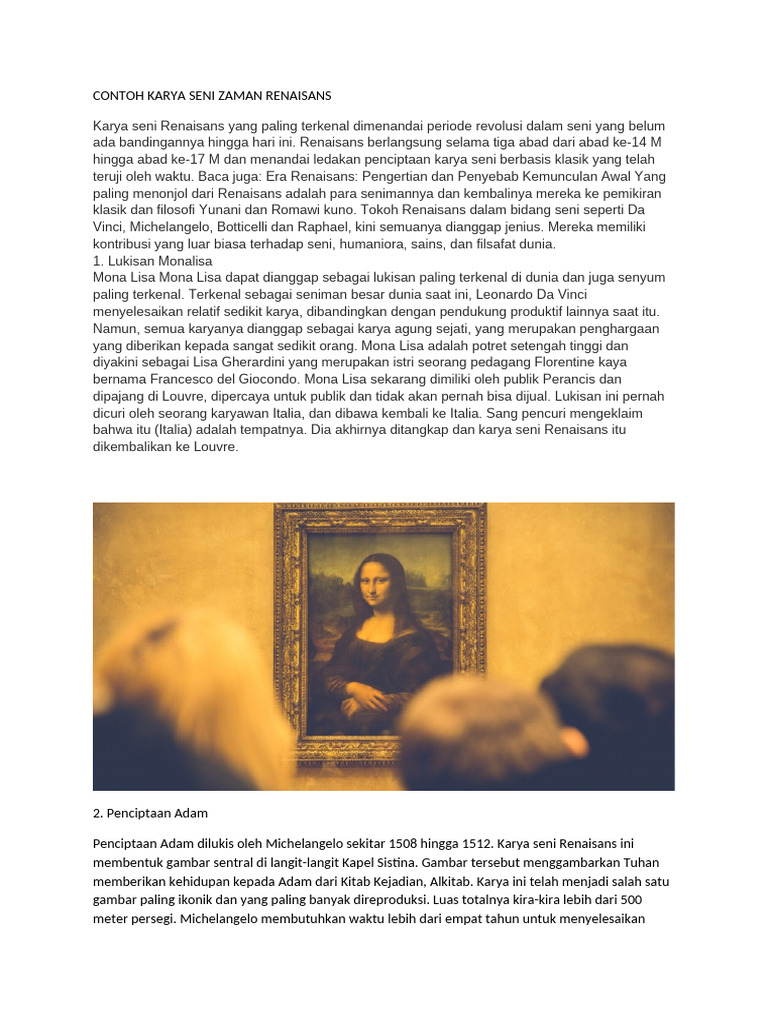 Contoh Karya Seni Zaman Renaisans | PDF | Seni | Klasik