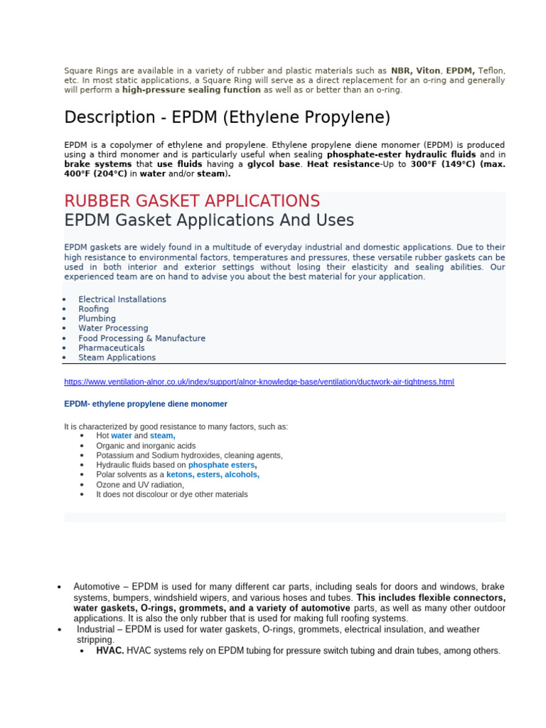 EPDM in Automotive Applications | PDF | Materials | Chemical Substances