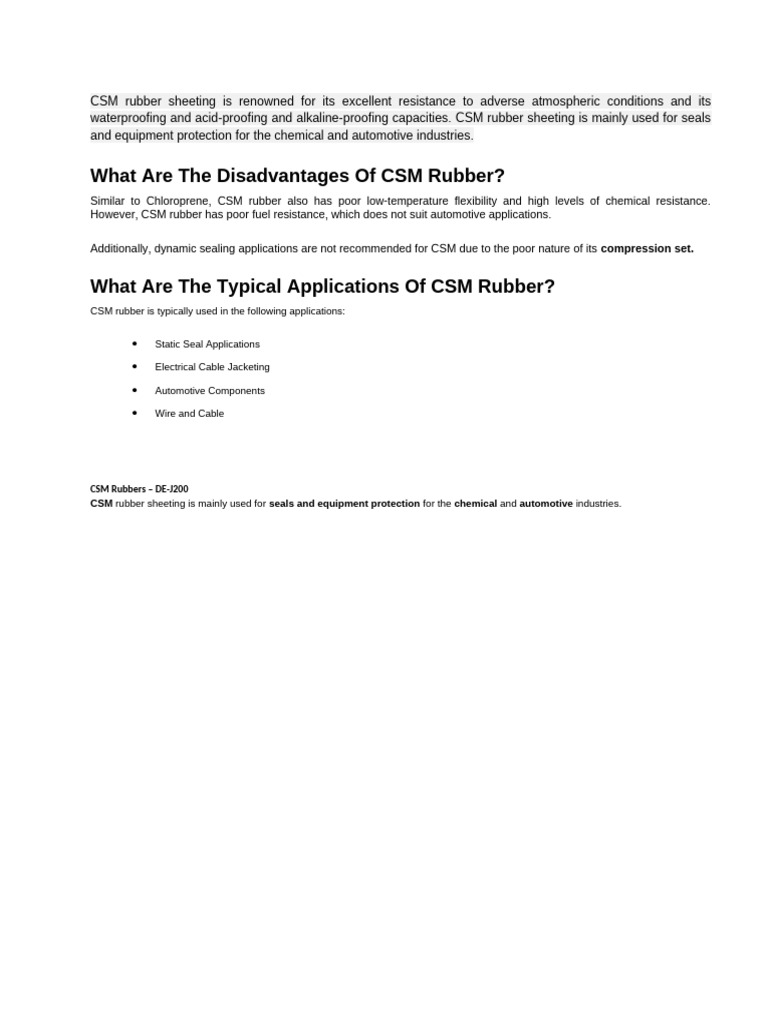 CSM Rubbers | PDF