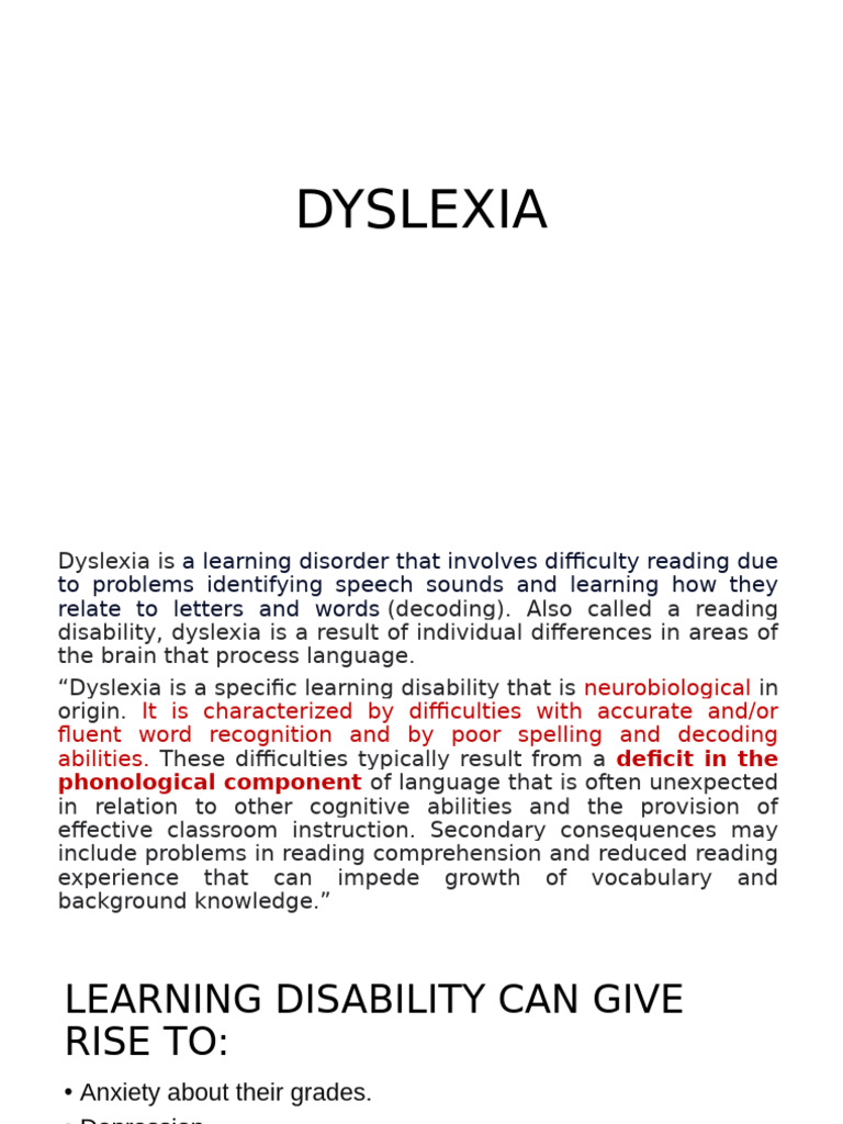DYSLEXIA | PDF | Dyslexia | Learning Disability