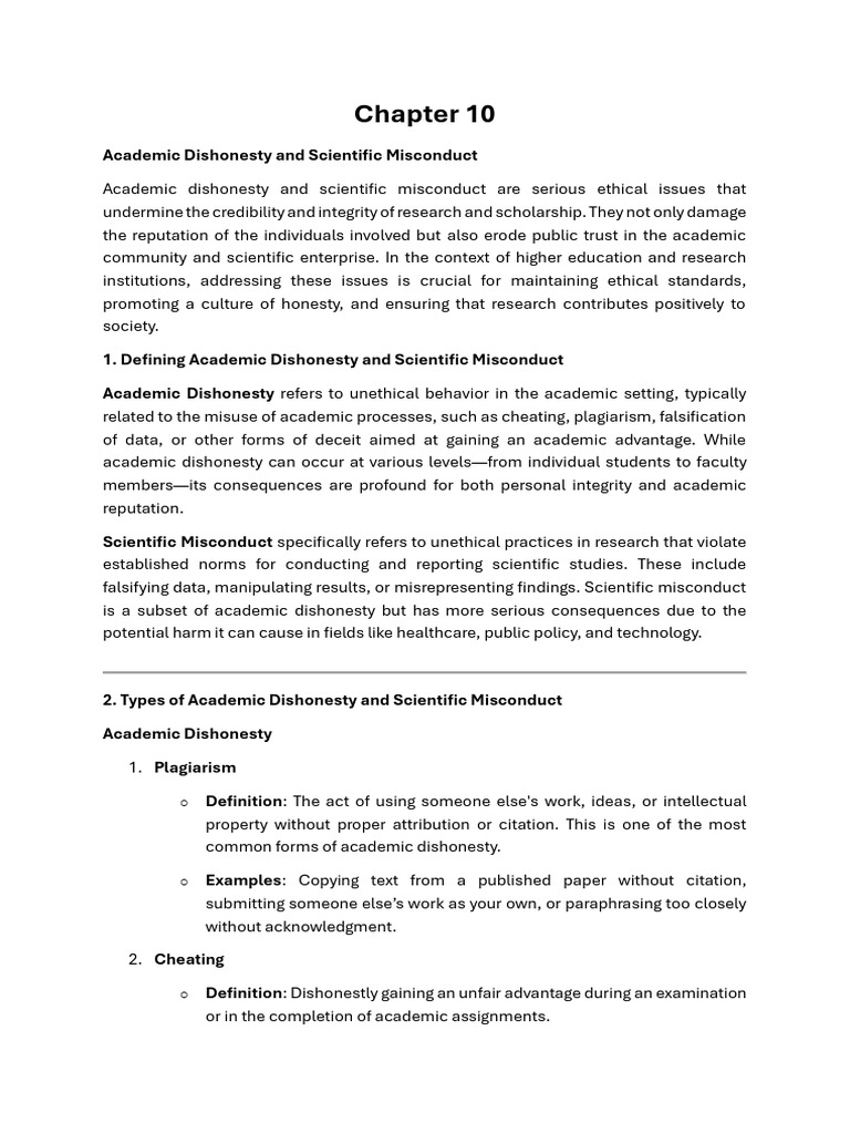 Academic Dishonesty and Scientific Misconduct | PDF | Academic ...
