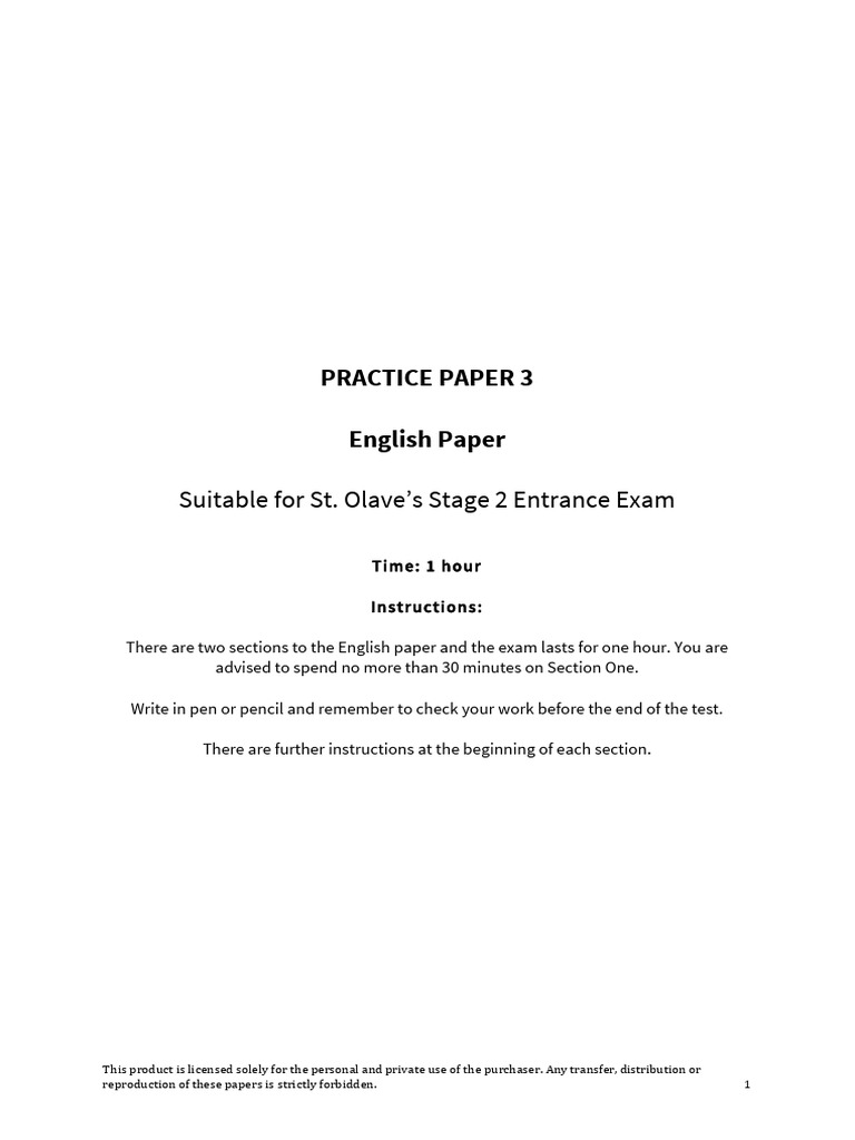 St. Olaves Practice Paper 3 | PDF | Noun