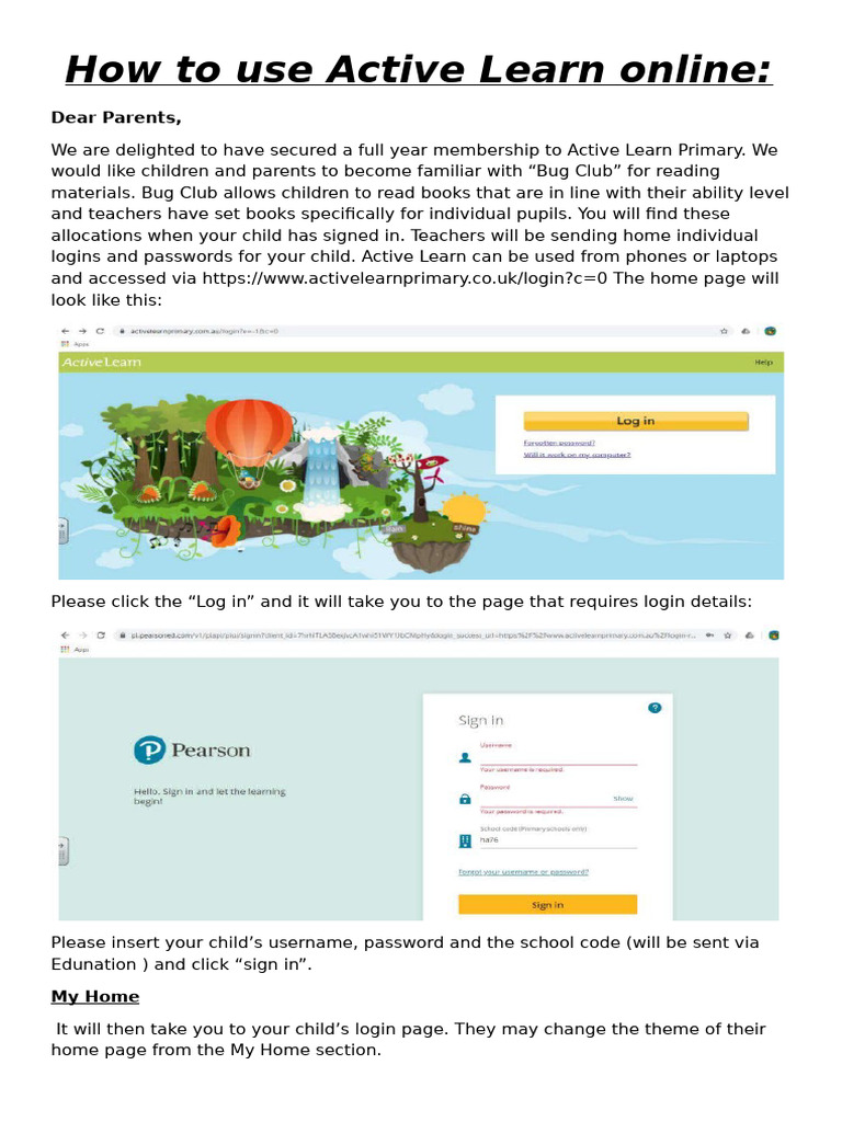 Active Learn Bug Club Guide for Parents | PDF | Self-Improvement | Wellness