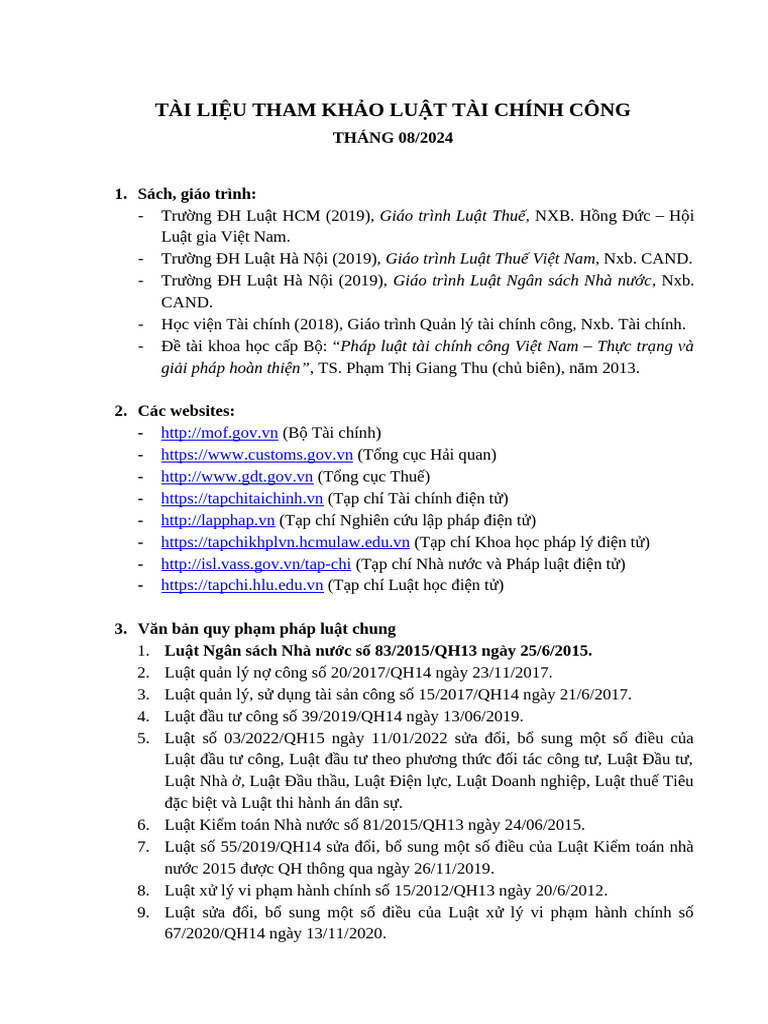 30.8 Tai Lieu Tham Khao Luat Tai Ching Cong 8 2024 | PDF
