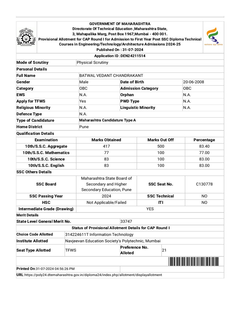 Directorate of Technical Education, Maharashtra State, Mumbai | PDF