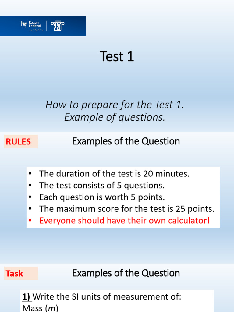 Test 1 Preparation Guide and Rules | PDF