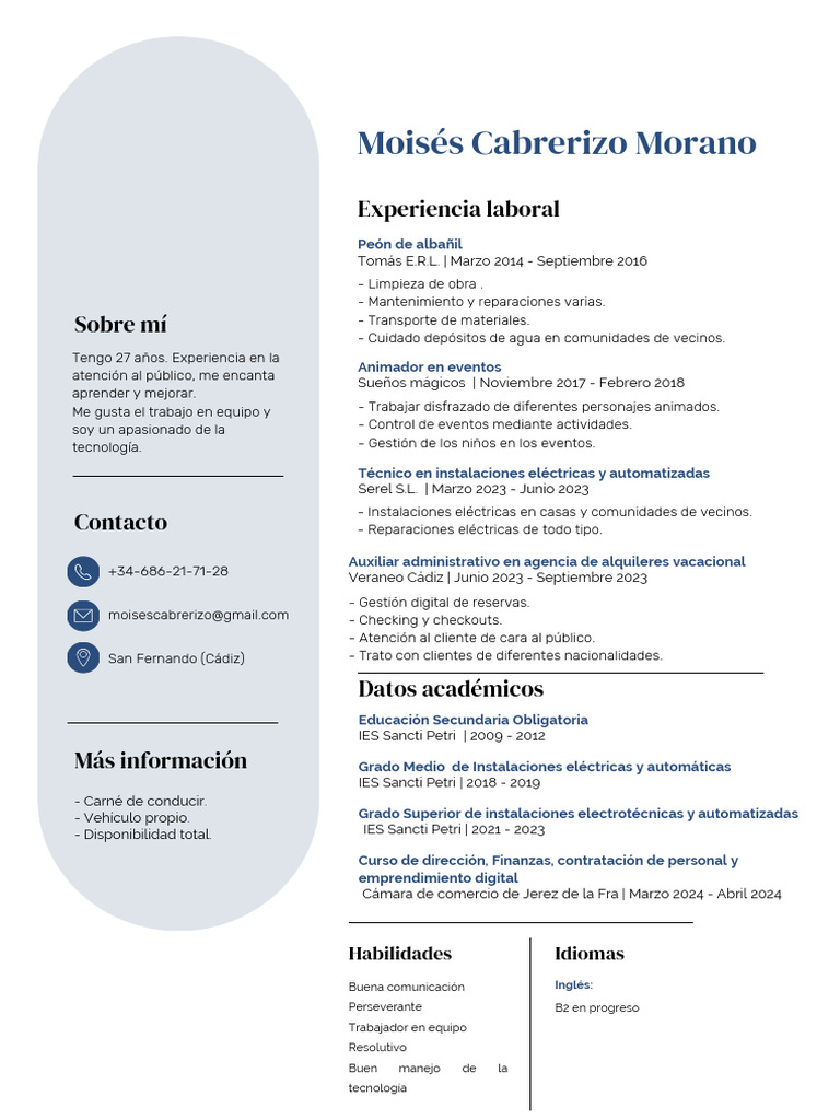 CV Moisés Cabrerizo Morano | PDF