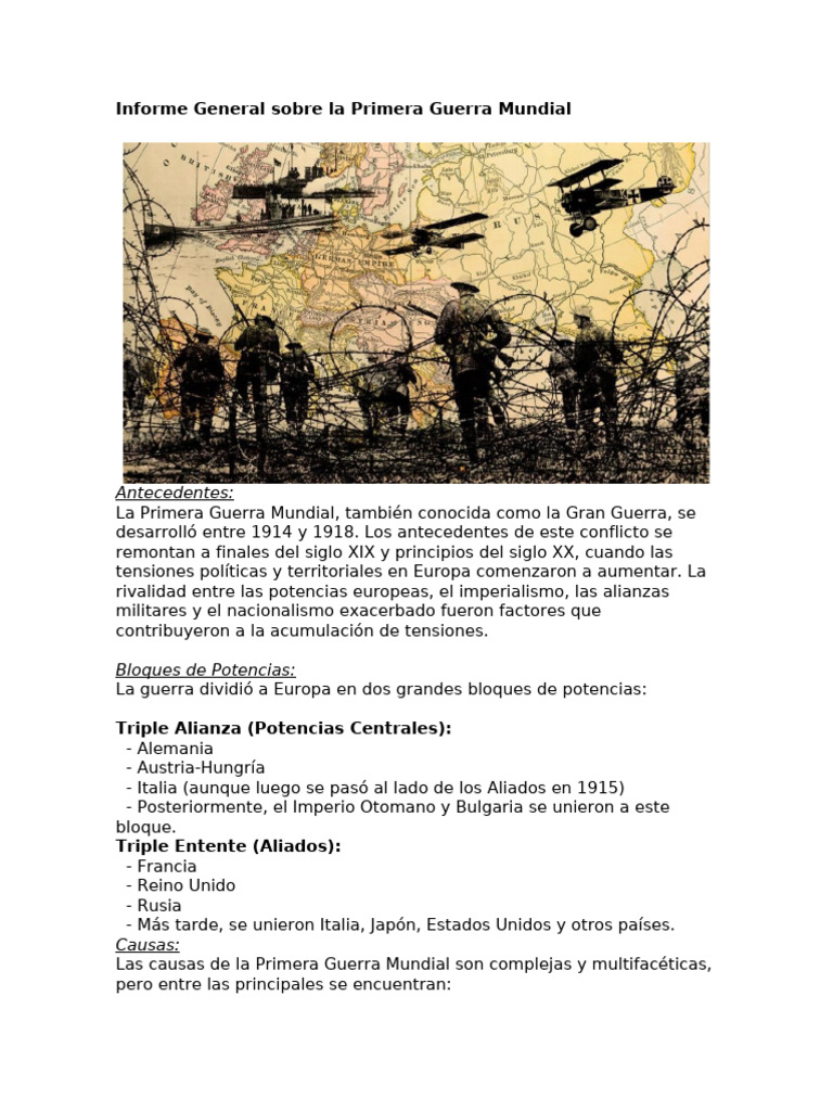 Primera Guerra Mundial: Causas y Consecuencias | PDF | Primera Guerra Mundial | Alemania nazi