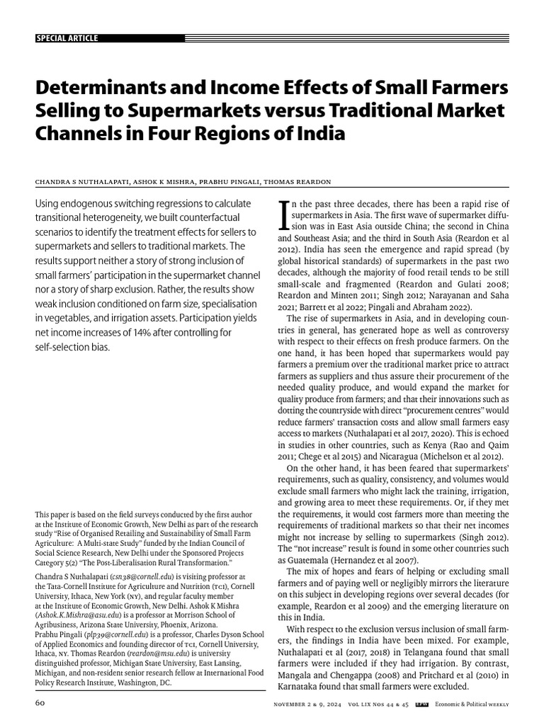 Determinants and Income Effects of Small Farmers Selling To ...