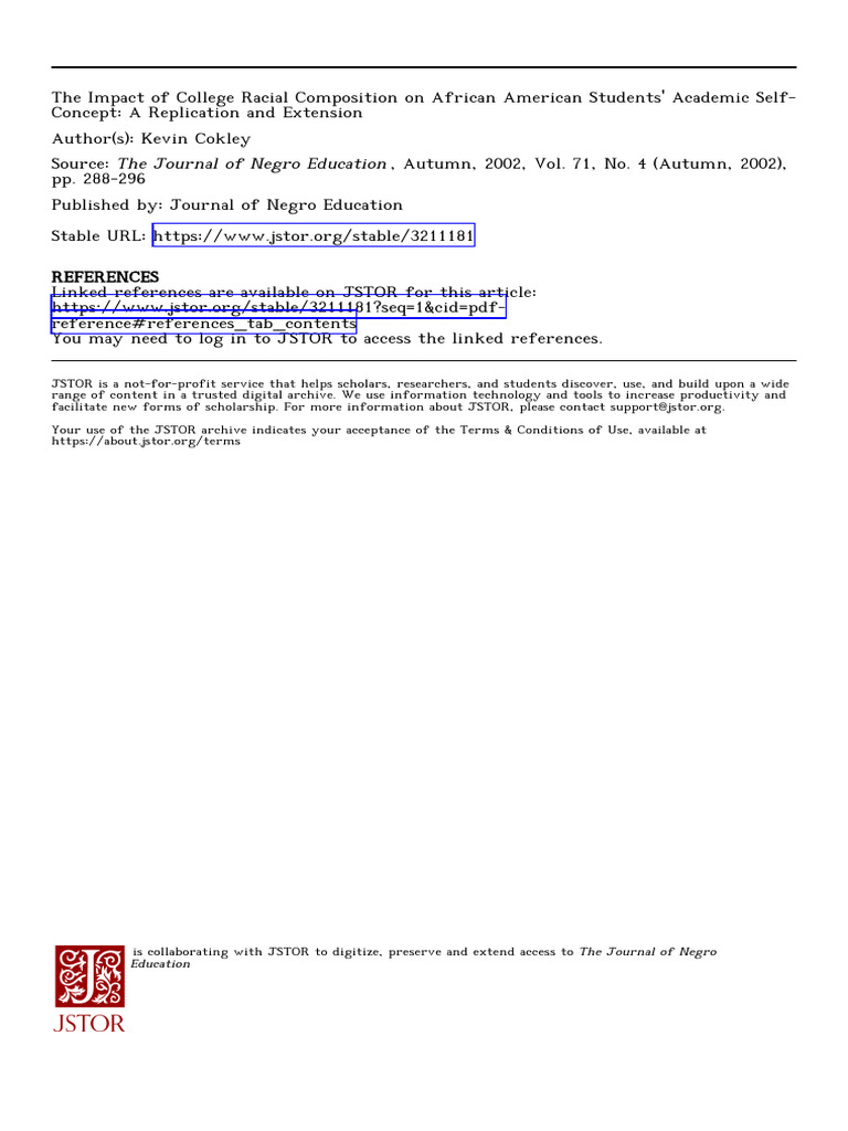 Cokley ImpactCollegeRacial 2002 | PDF | Dependent And Independent ...