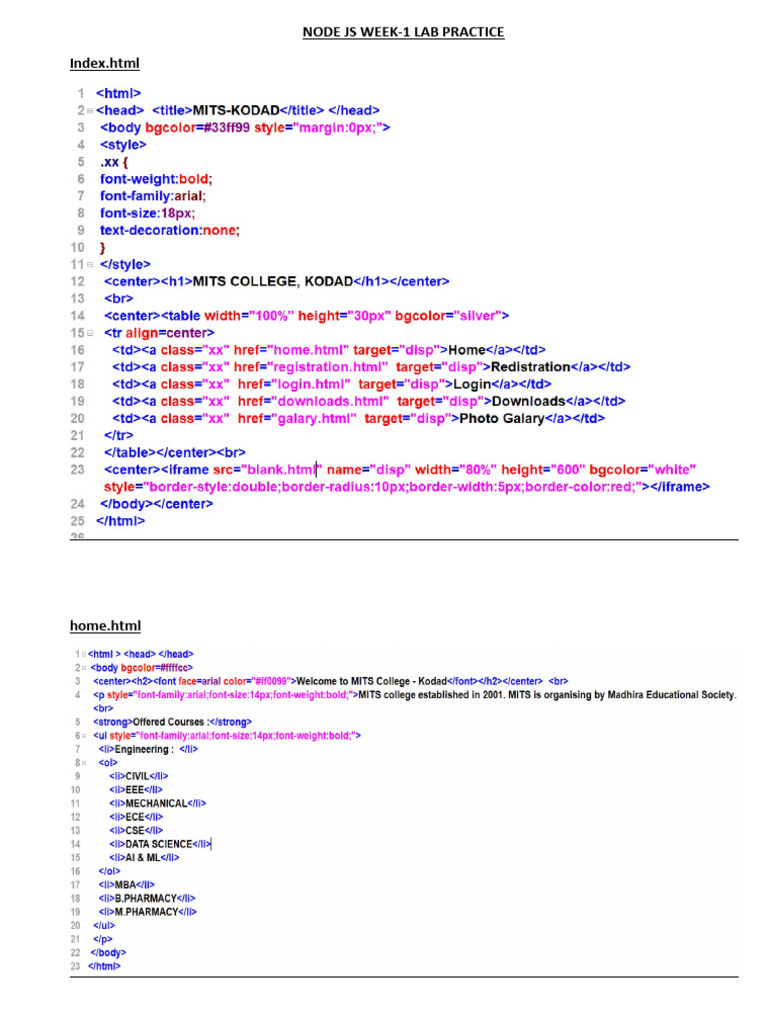 Node JS Week-1 Lab Practice With Output | PDF | Computers