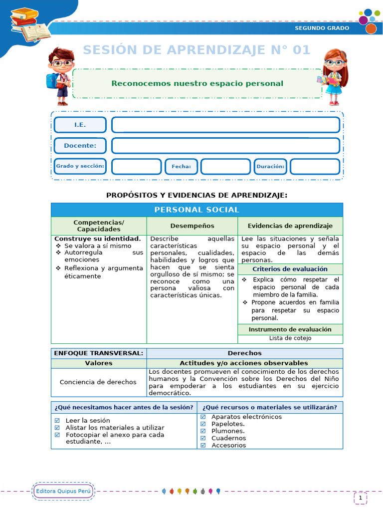 Sesiones de Aprendizaje - Semana 1 - UD IX - Editora Quipus Perú | PDF | Evaluación | Aprendizaje