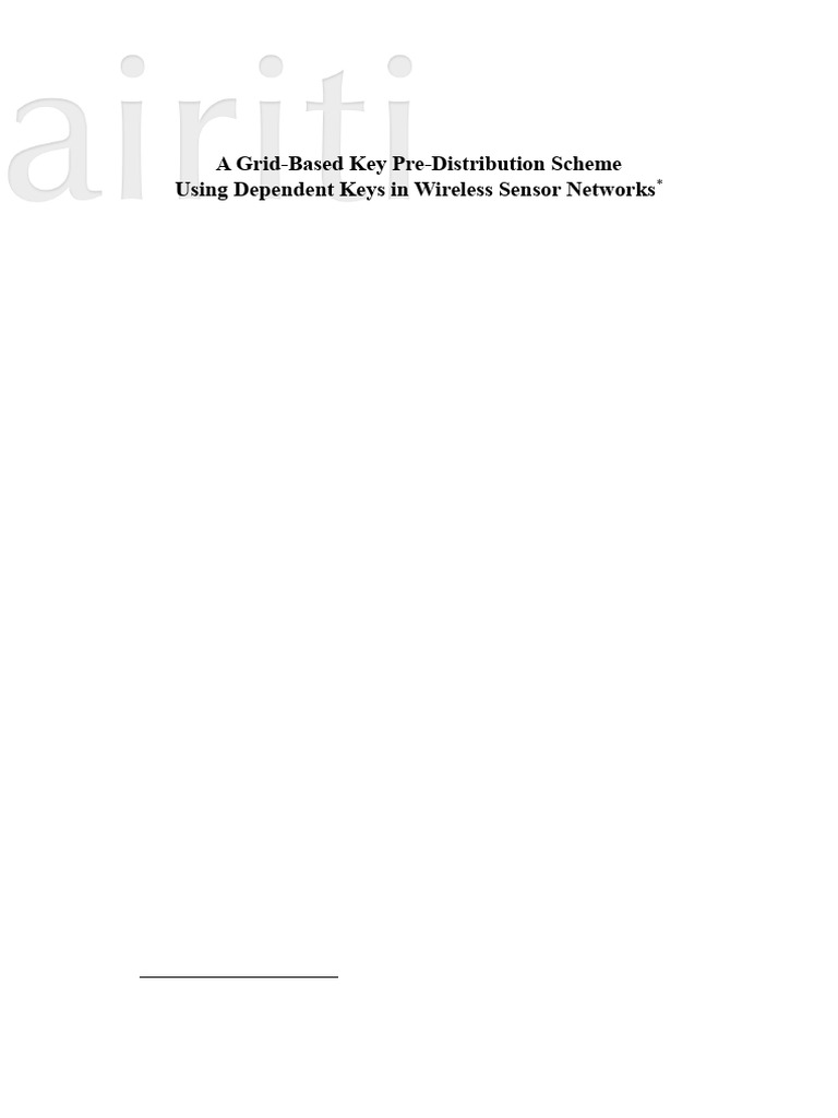 A Grid Based Key Pre Distribution Scheme Using Dependent Keys In Wireless Sensor Networks Pdf