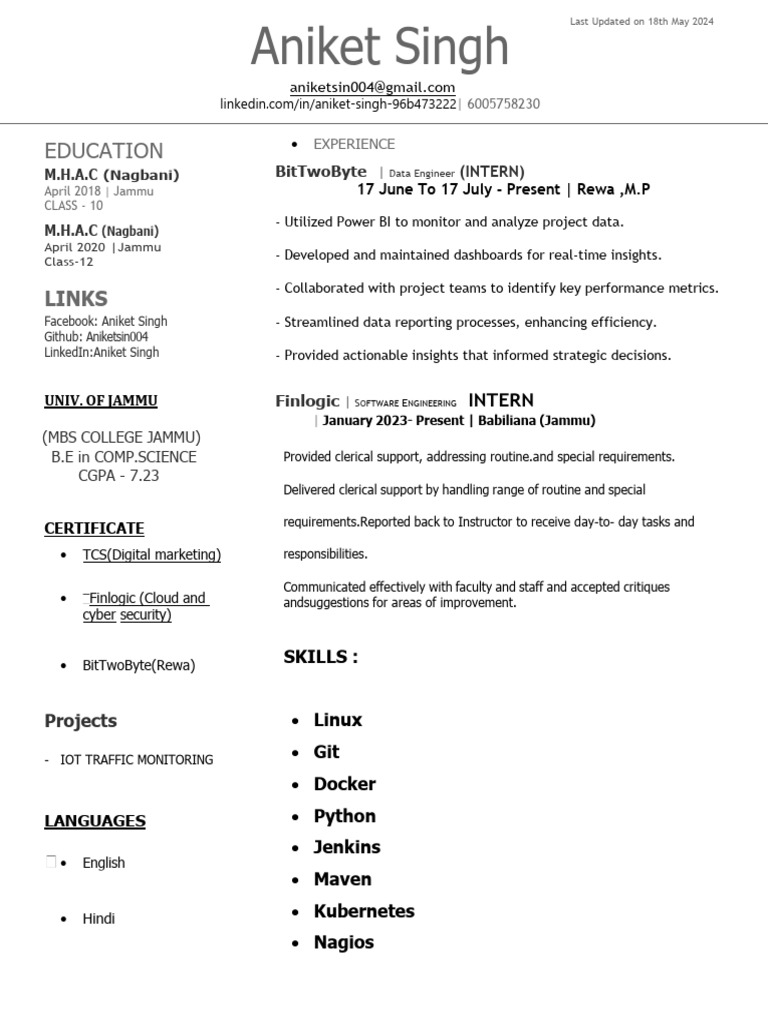 Aniket Resume | PDF