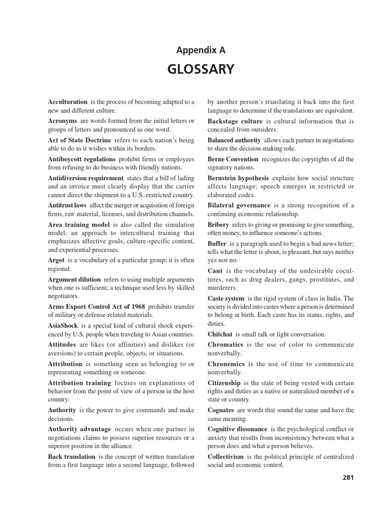Glossary of Cultural and Legal Terms | PDF | Communication | Negotiation