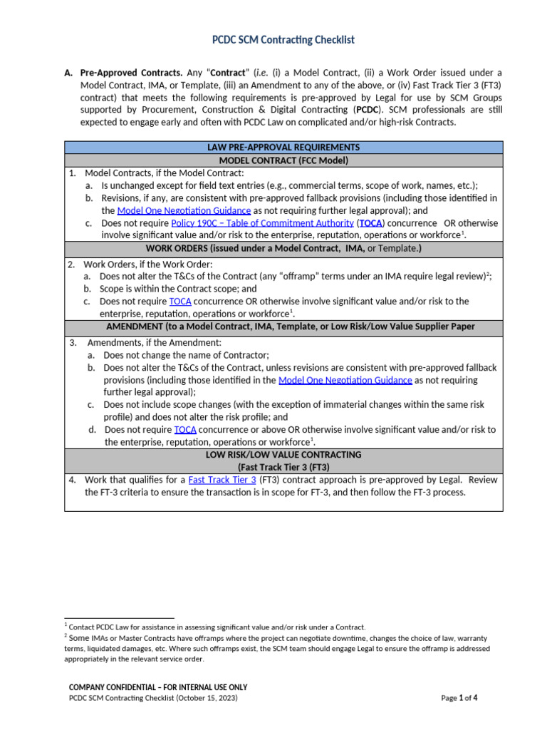 PCDC SCM Contracting Checklist | PDF | Per Diem