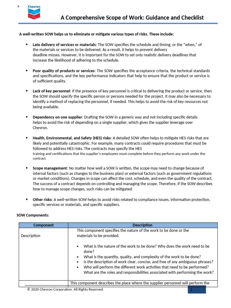 A Comprehensive SOW Guidance and Checklist | PDF | Specification ...