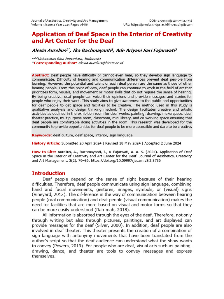Application of Deaf Space in The Interior of Creat | PDF | Sign Language | Communication