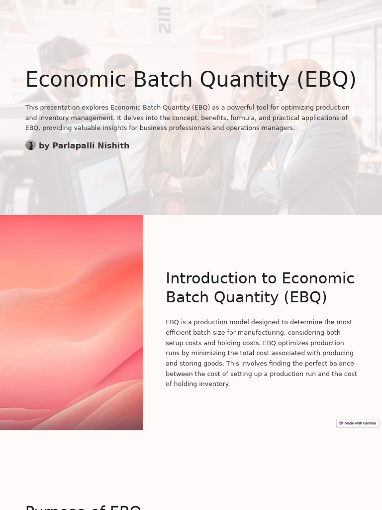 Economic Batch Quantity EBQ | PDF | Inventory | Business Economics
