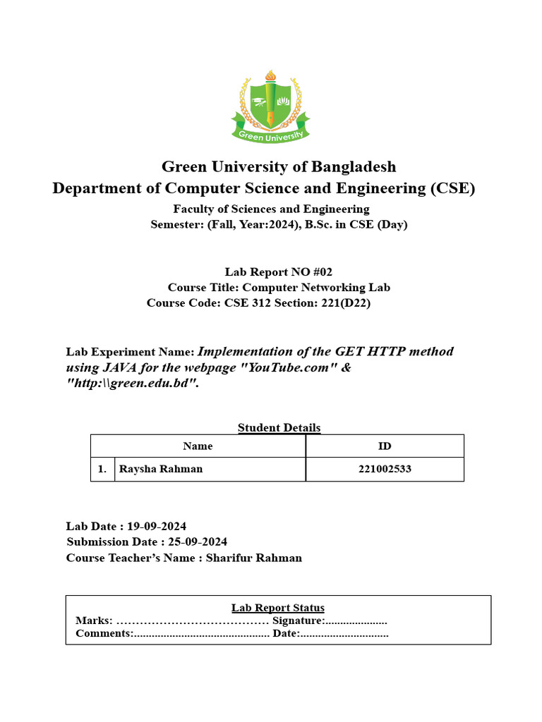 CN Lab Report 02 | PDF | Web Server | Internet & Web