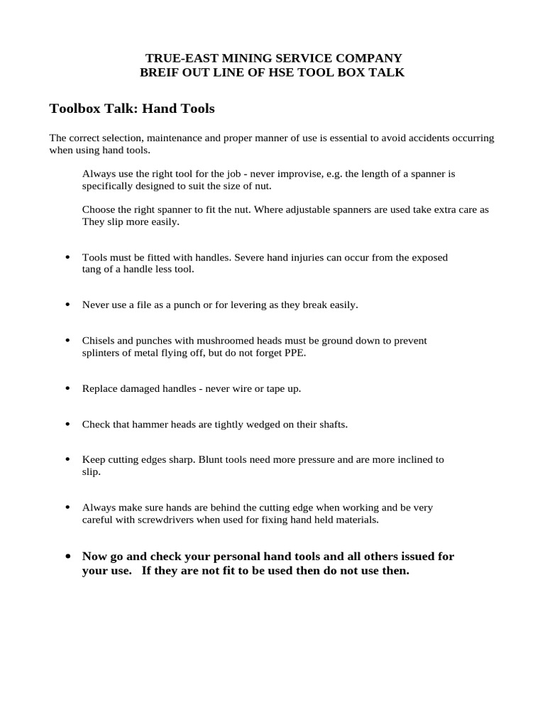 TBT - Hand Tools | PDF