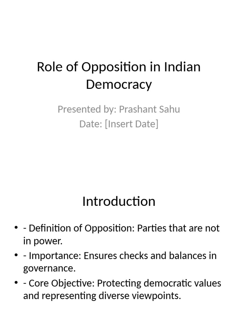 Importance of Opposition in Indian Democracy | PDF | Democracy ...