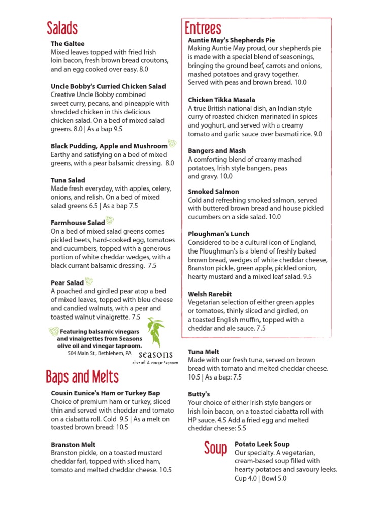 MCC Restaurant Lunch Menu | PDF | Salad | Bacon