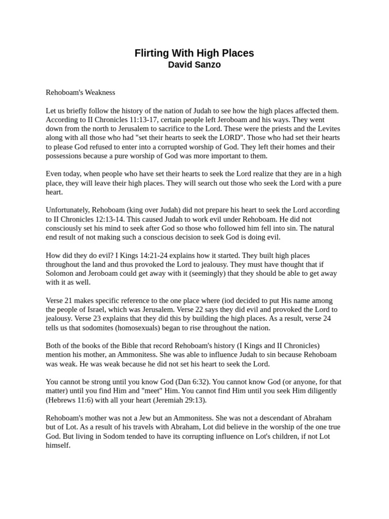 Flirting With High Places | PDF | Books Of Kings | Sodom And Gomorrah