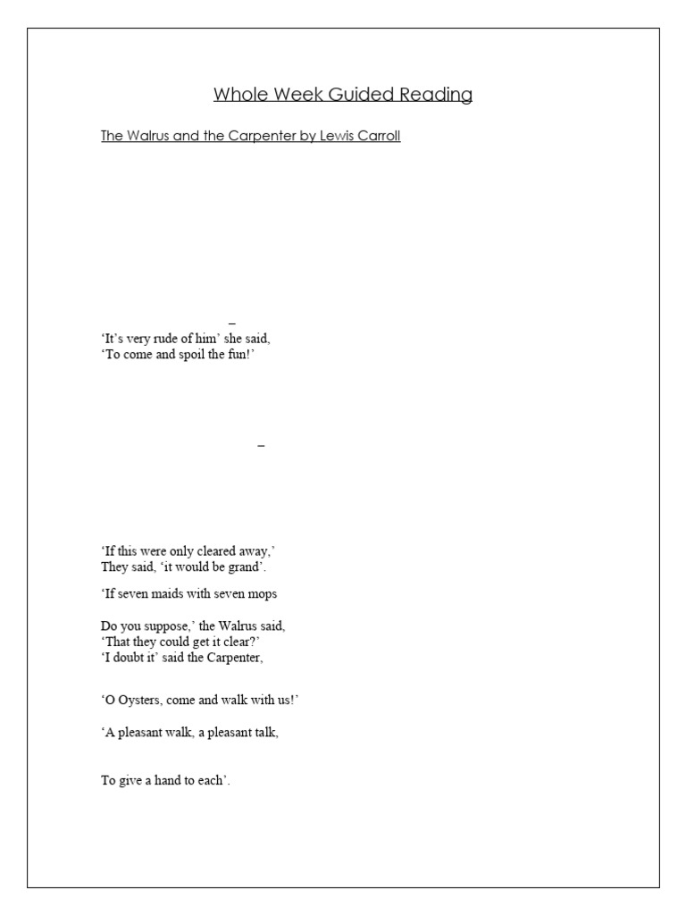 Walrus and The Carpenter | PDF | Poetry