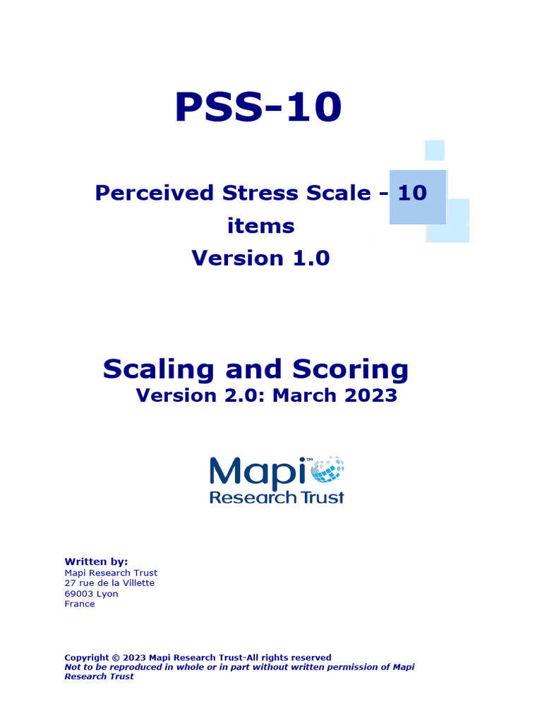 Scoring - PSS - 10 - V1.0 - v2.0 | PDF | Psychology