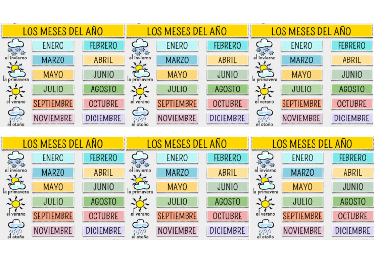 Calendario - Meses y Estaciones | PDF