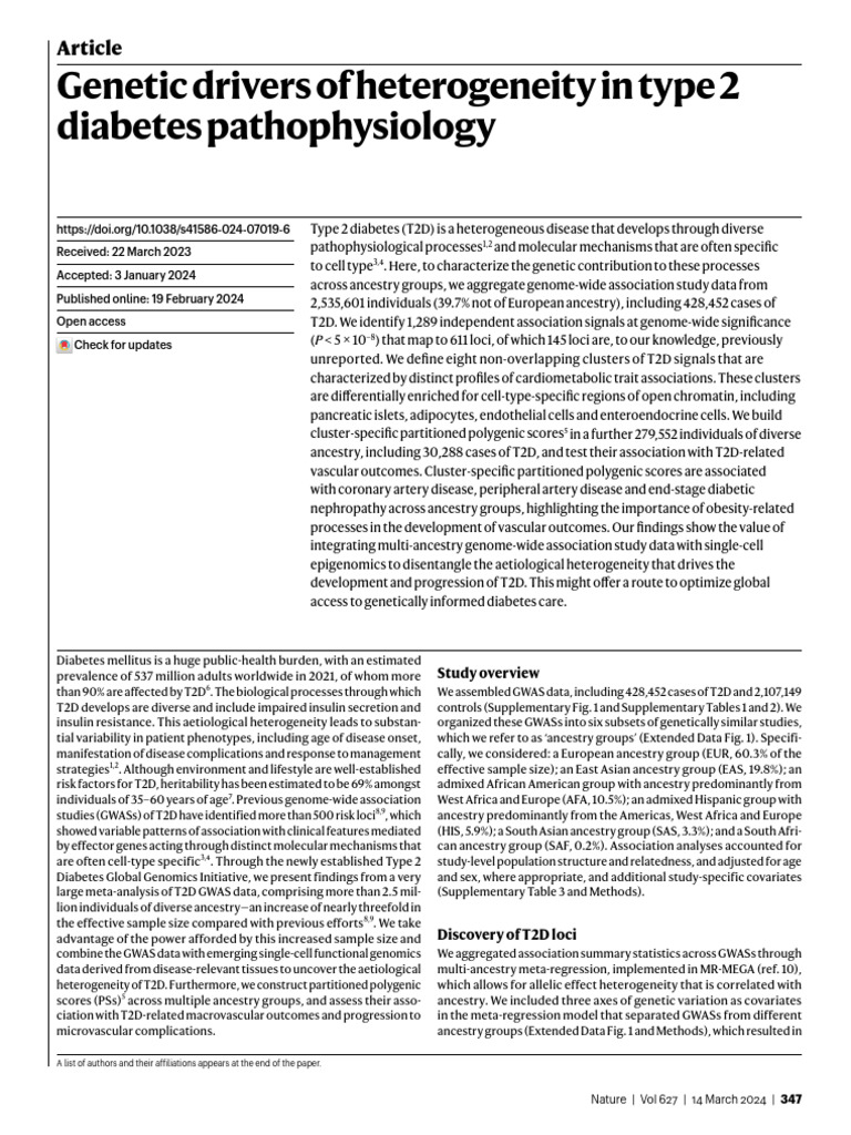 Genetic Drivers of Heterogeneity in T2D Pathophysiology | PDF ...
