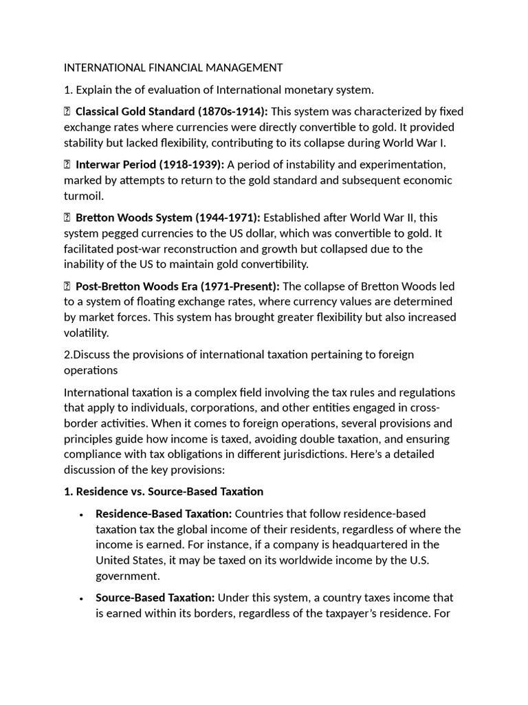 Overview of International Financial Management | PDF | Balance Of ...