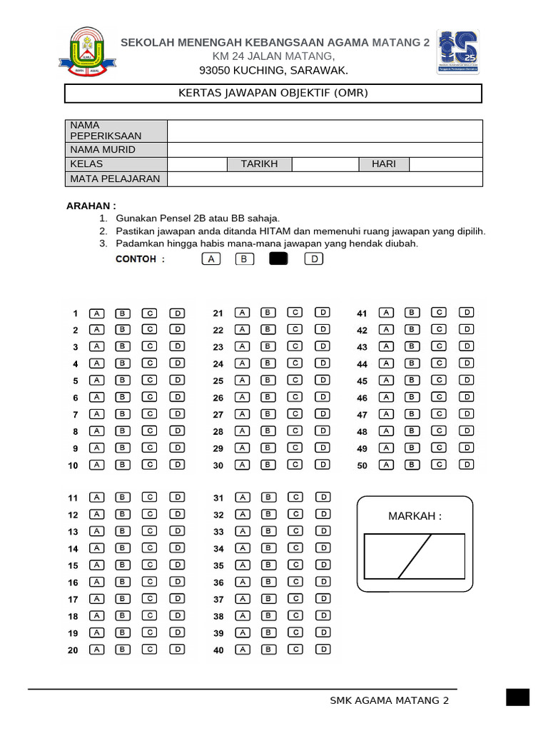 Samaku Kertas Jawapan Objektif Omr | PDF