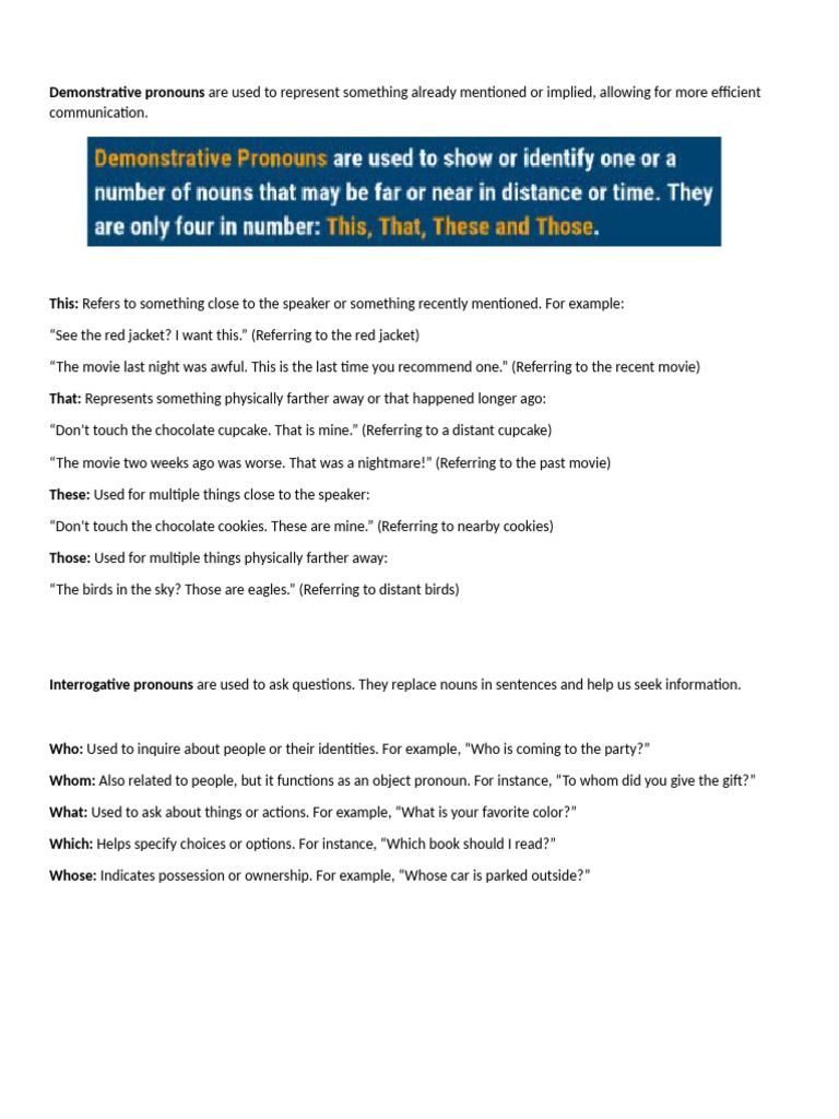 Demonstrative and Interrogative Pronouns | PDF | Philosophy