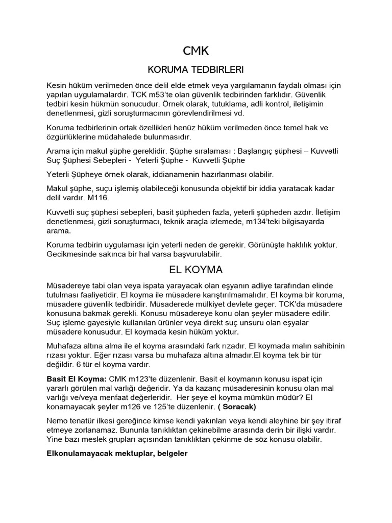 CMK Koruma Tedbirleri | PDF