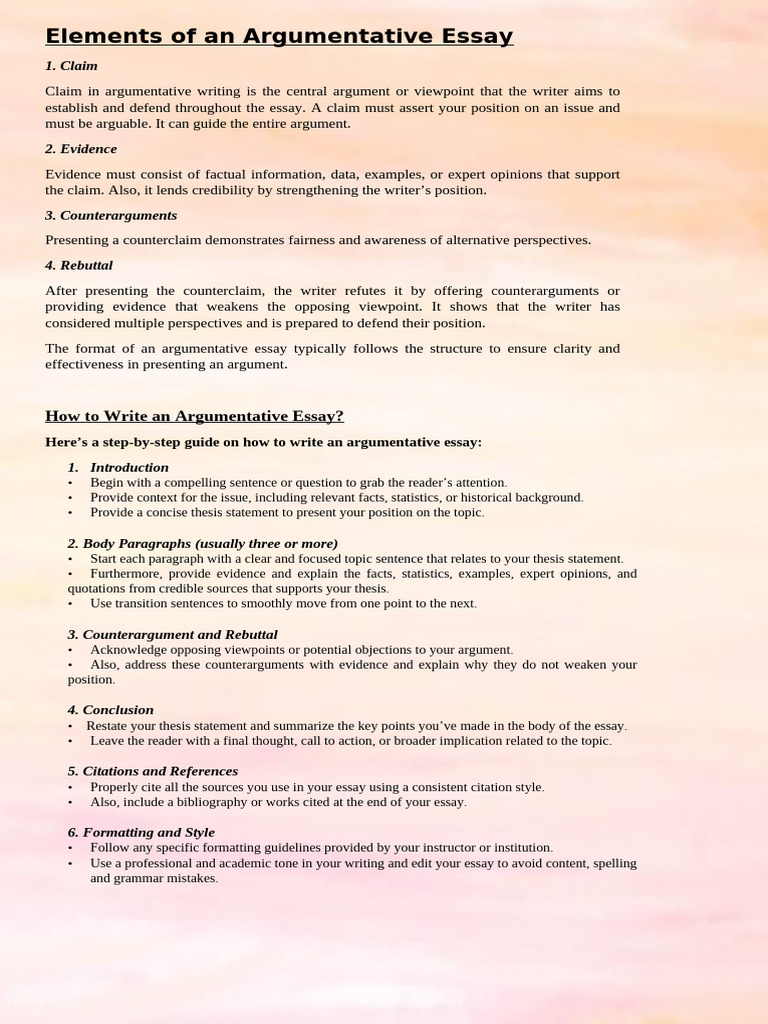 Key Components of Argumentative Essays | PDF | Essays | Argument