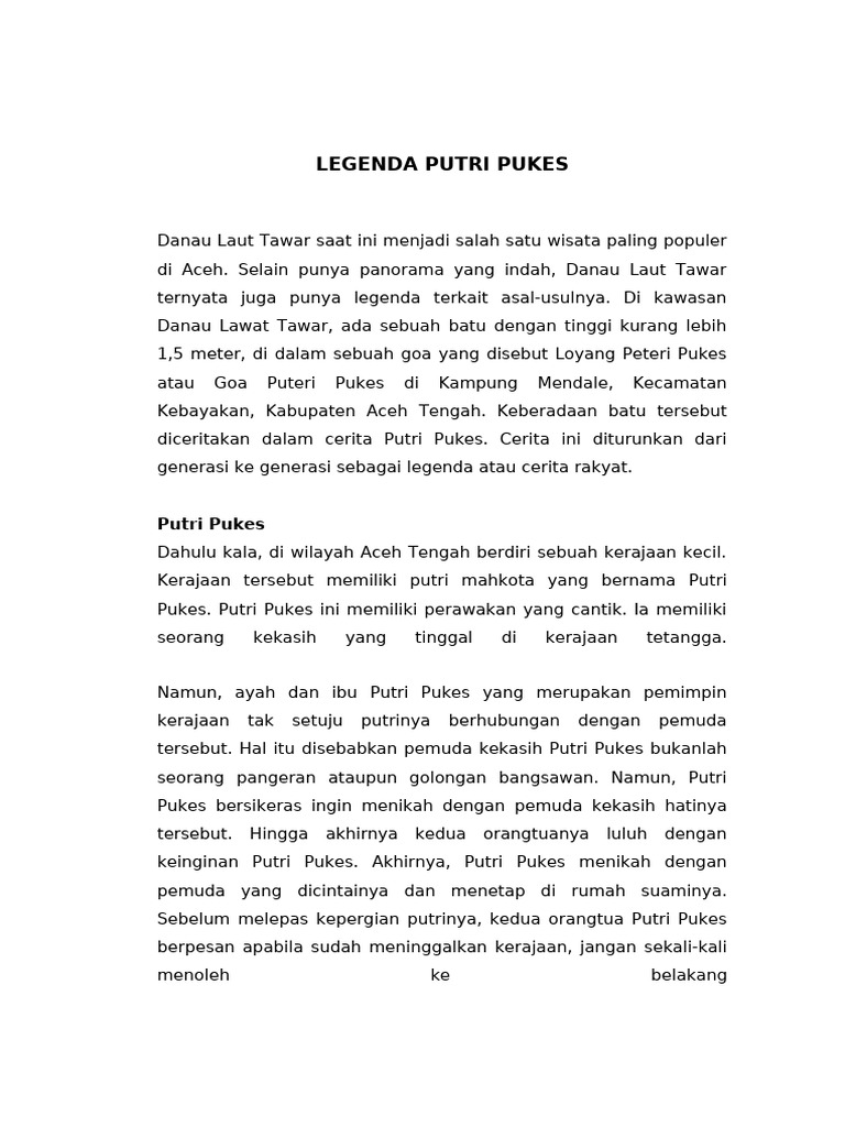 Legenda Putri Pukes | PDF