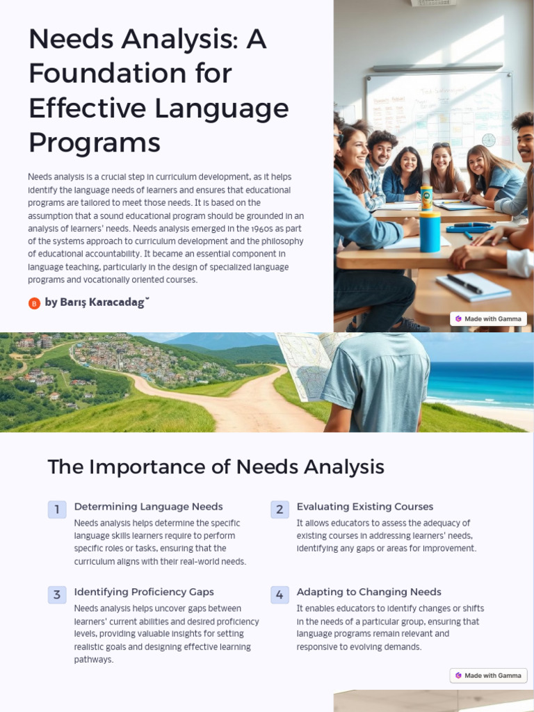 Needs Analysis A Foundation For Effective Language Programs | PDF ...