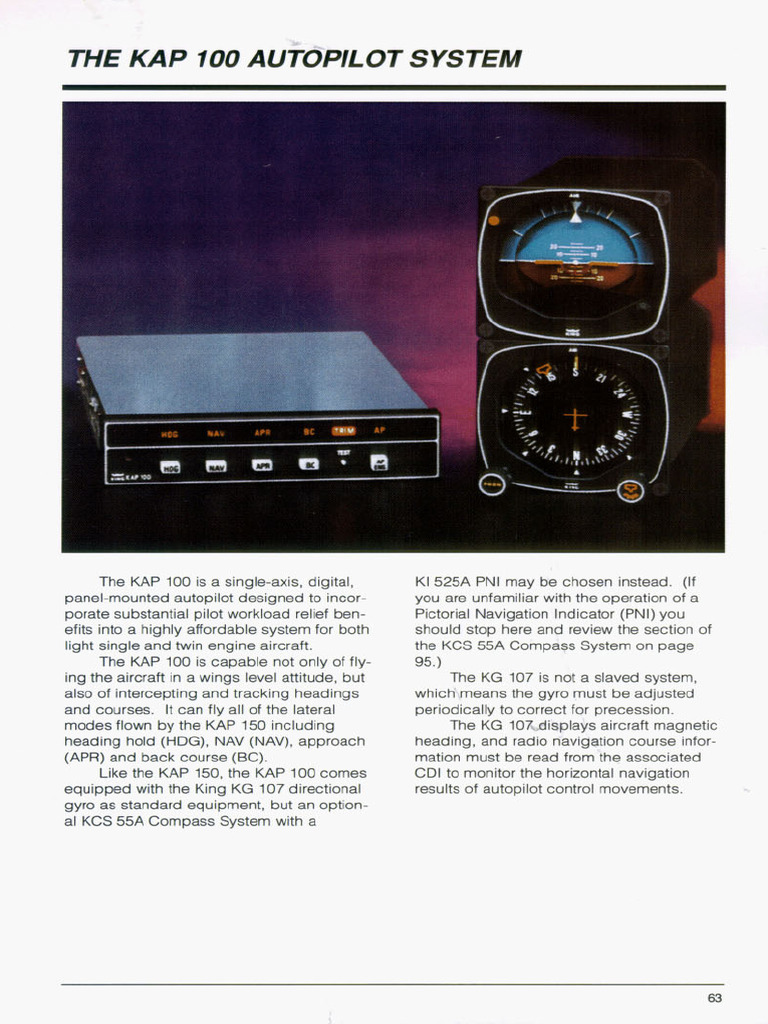 KAP 100 Autopilot System Overview | PDF | Gyroscope | Systems Engineering