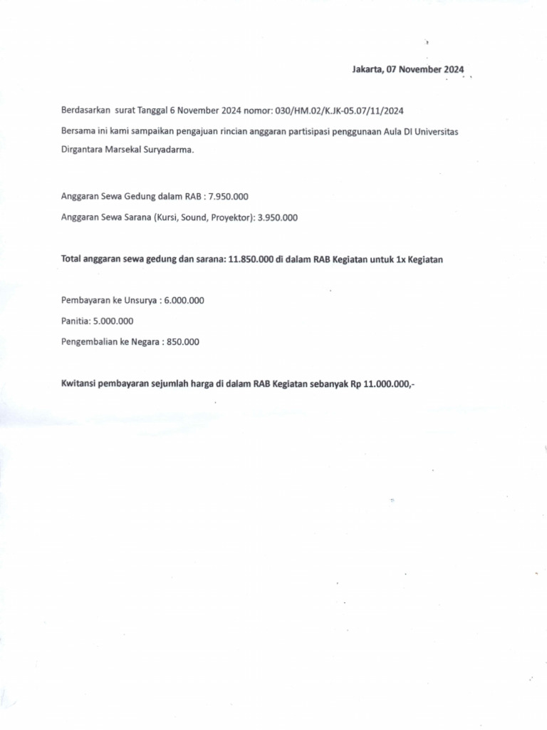 Rincian Anggaran | PDF