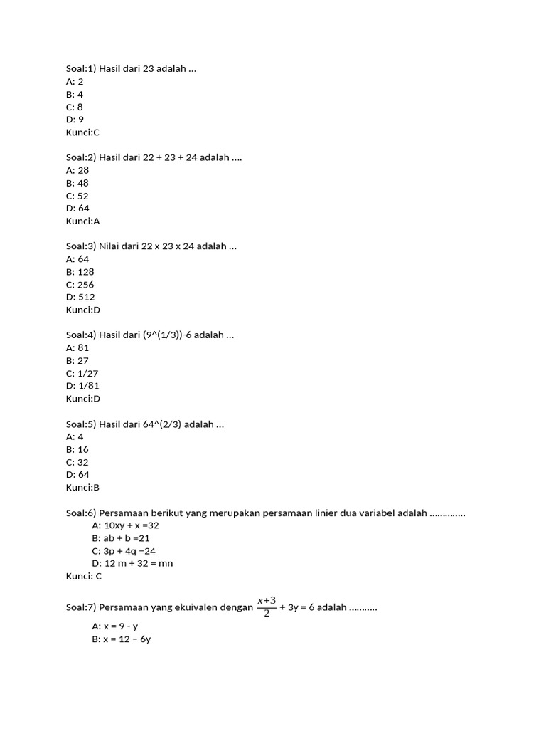 Soal PTS MTK - 9 - Baru | PDF